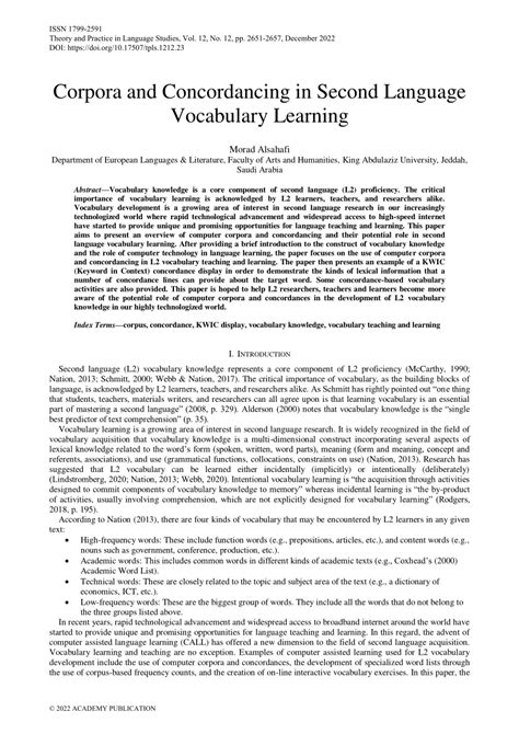 Pdf Corpora And Concordancing In Second Language Vocabulary Learning