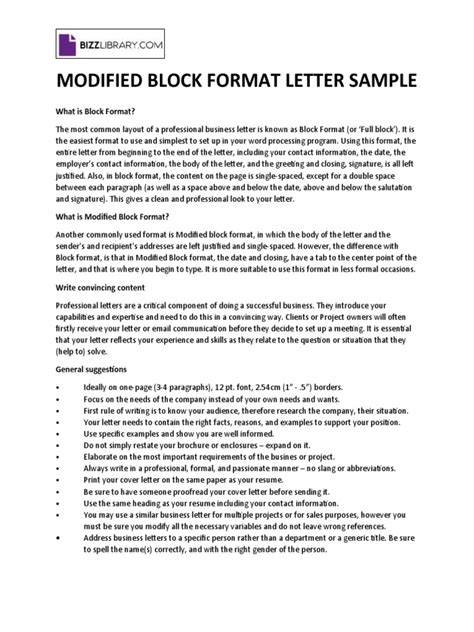 Modified Block Format Letter Pdf
