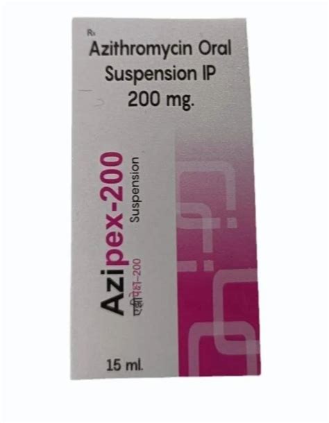 200mg Azithromycine Oral Suspension Syrup Pack Size 15 Ml Strength