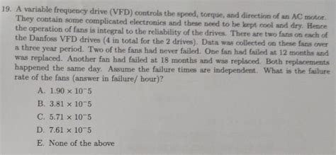 Solved A Variable Frequency Drive VFD Controls The Chegg