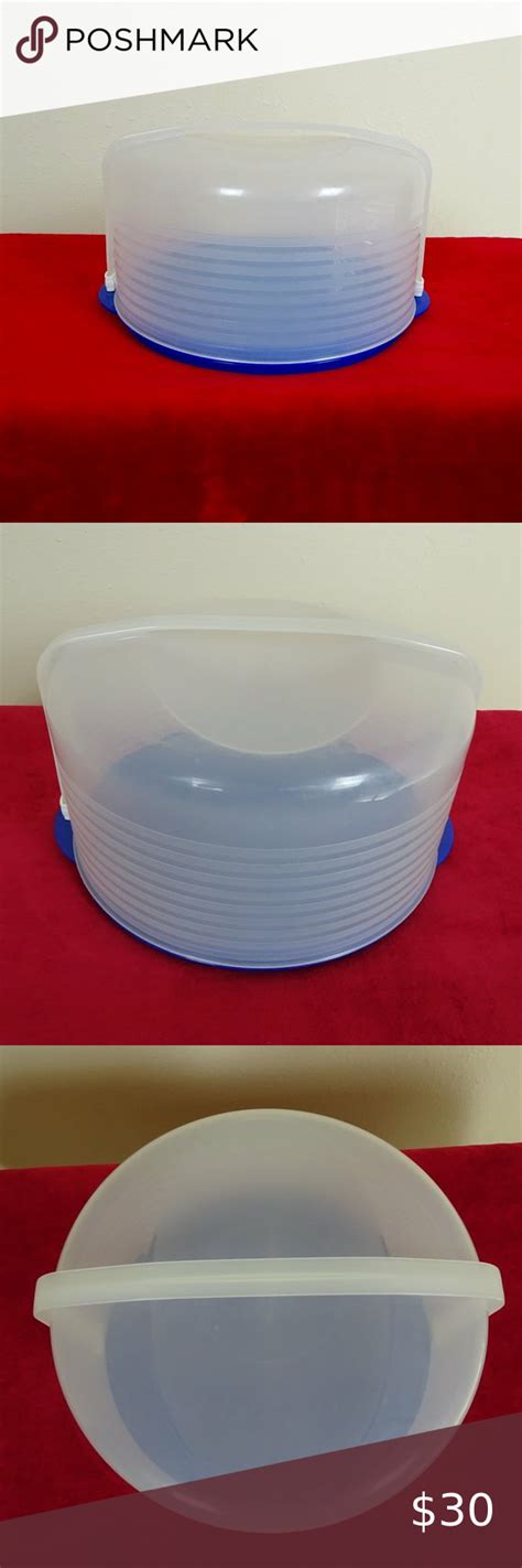 Tupperware Round Cake Taker Blue With Clear Top Round Cakes Tupperware Blue