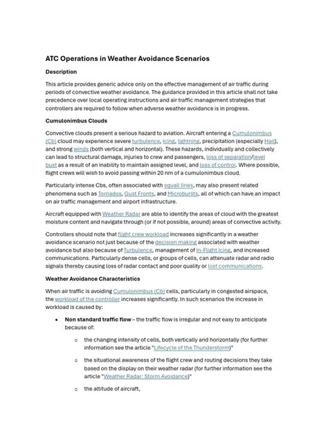 Atc Operations In Weather Avoidance Scenarios Pdf Air Traffic Control Thunderstorm