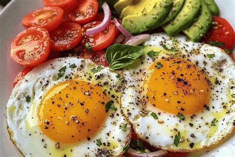 Sunny Side Up Eggs With Avocado And Tomatoes Healthy Delicious