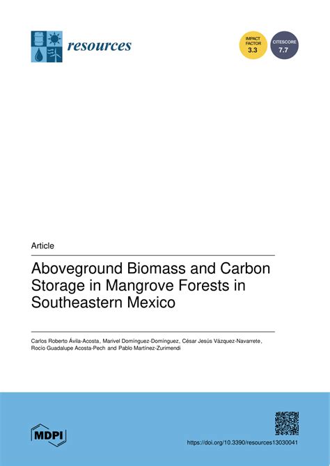 Pdf Aboveground Biomass And Carbon Storage In Mangrove Forests In Southeastern Mexico