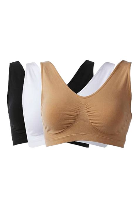 Rhonda Shear 3 Pack Original Cotton Blend Ahh Bra Blackwhitebeige Ebay