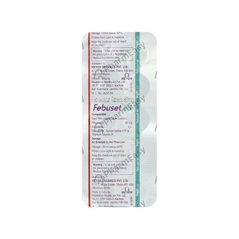 Febuset 80 Mg Tablet 10 Uses Side Effects Dosage Composition