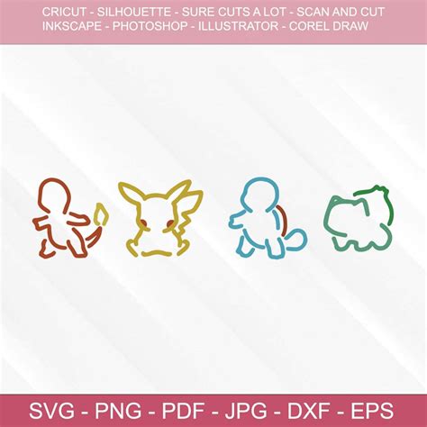 Pokemon Outline Svg Vector Cut File For Cricut Silhouette Etsy Finland