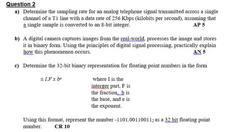 Solved Question 1 A An 8 Bit Binary Number Is Used To