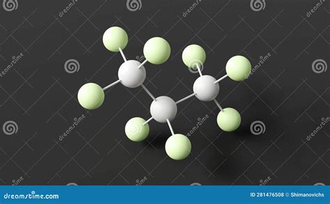 Octafluoropropane Molecule Molecular Structure Greenhouse Gas Ball And Stick 3d Model