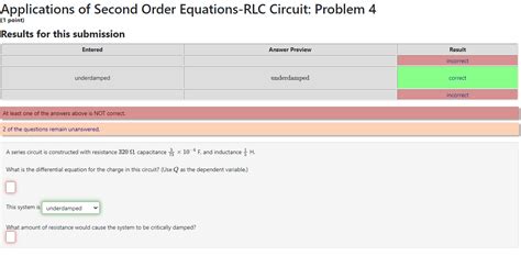 Applications Of Second Order Equations RLC Circuit Chegg Com