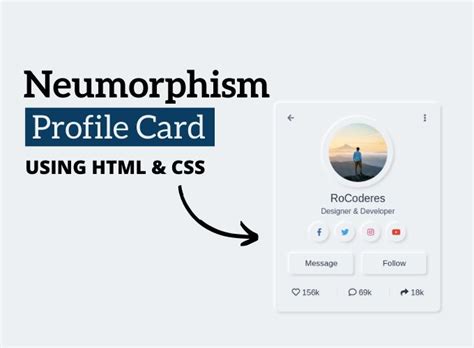 How To Make Neumorphism Profile Card Using Only Html And Css Css Css3