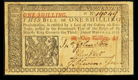 Signer Of The Declaration Of Independence Nj 175 Colonial 1 Shilling March 25 1776 John
