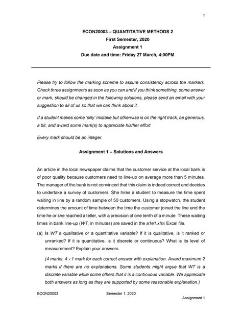 assignment 1 qanda warning tt undefined function 32 econ20003 semester 1 2020 econ20003