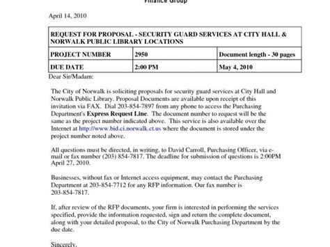 Security Business Proposal Template Gallery Of Security Guard Contract Proposal Williamson