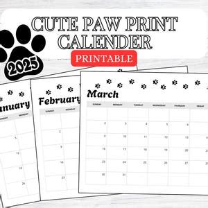 The Paw Print Calendar 2025 Etsy