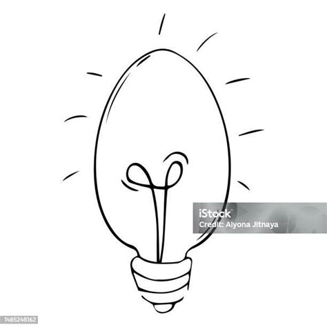 전구 램프 낙서 만화 만화 전기는 흰색 배경에 분리되어 있다 스케치 자유형 아이콘 그리기 벡터 그림 개념에 대한 스톡 벡터 아트