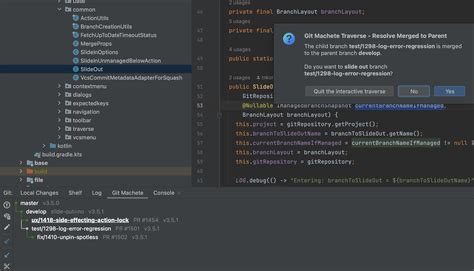When Sliding Out In Traverse The User Is Asked To Delete The Current Branch Which Subsequently