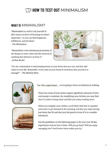 Test Out Minimalism Printable Pdf