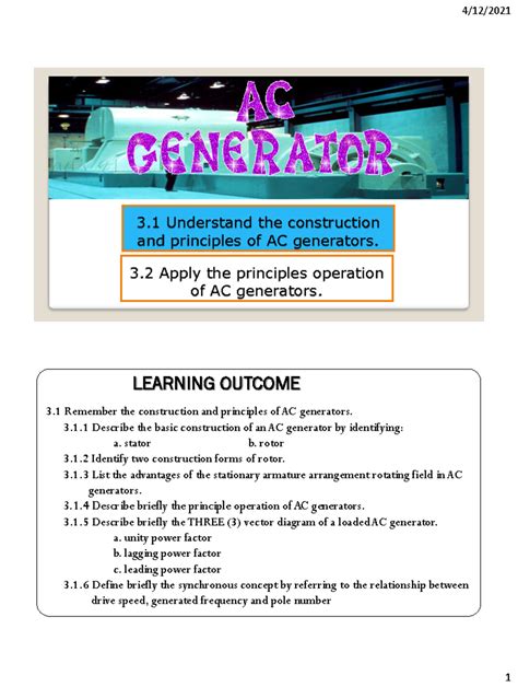 3 1 Ac Generator Notes 3 Understand The Construction And