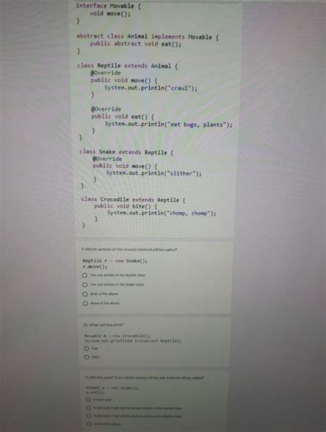 solved interface movable { void move } abstract class