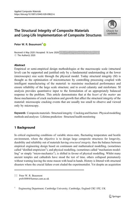 Pdf The Structural Integrity Of Composite Materials And Long Life