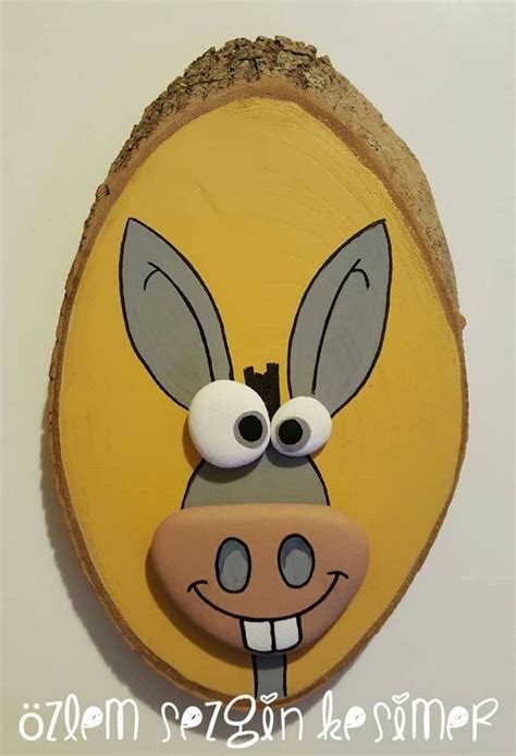 Cartoon Cow Wooden Slice Craft Diy Rock Painting