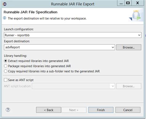 java eclipse runnable jar file export failed no resources selected