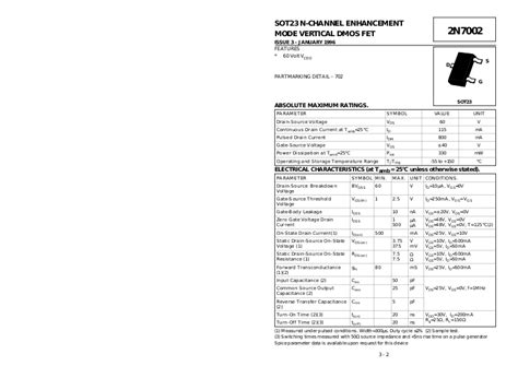 Datasheet 2n7002 Datasheet Zetex Semiconductor