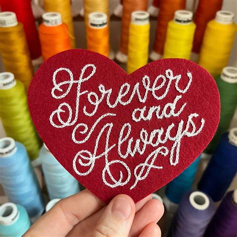 Custom Cursive Script Heart Patch Embroidered Chainstitch Patch Etsy
