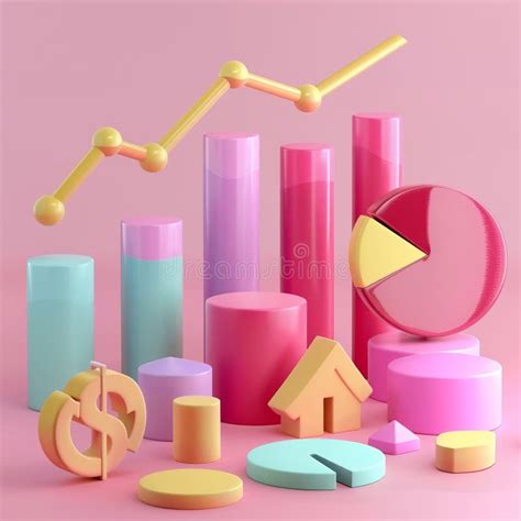3d Render Icon Bar Chart With Cute Icons Showing Financial Data Icon 3d