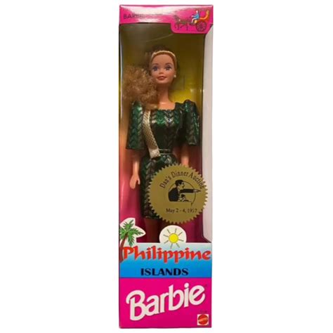 Philippine Islands Barbie I Vestido Chevron Verde Y Dorado Rubia