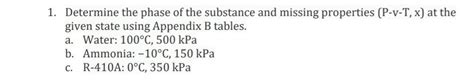 Solved Determine The Phase Of The Substance And Missing Chegg