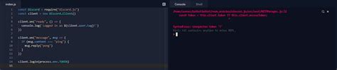 Replit Discord Bot Unexpected Token Javascript The Freecodecamp Forum
