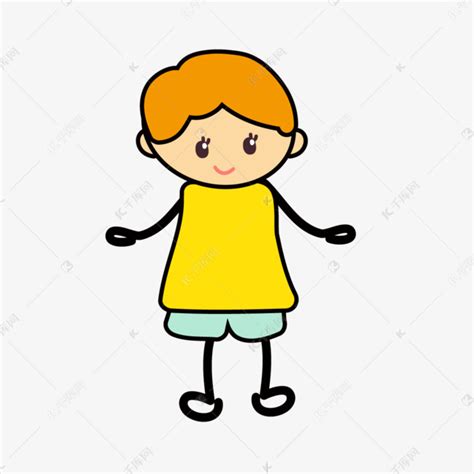 简笔画男孩黄色孩童图画素材图片免费下载 千库网