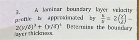 solved a laminar boundary layer velocity profile is