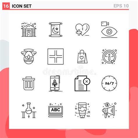 Collection Of 16 Vector Icons In Line Style Modern Outline Symbols For Web And Mobile Stock