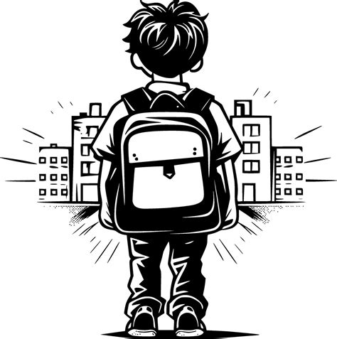 Back To School Black And White Isolated Icon Vector Illustration