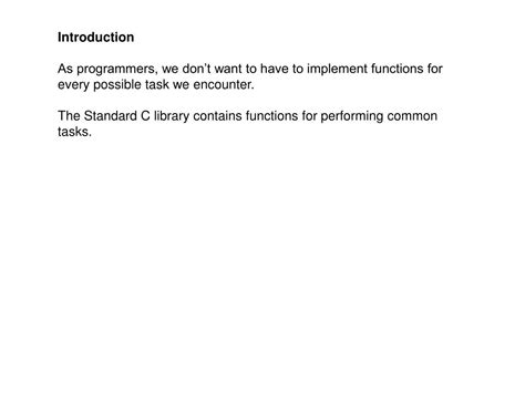 PPT Understanding Standard C Library Functions PowerPoint Presentation ID