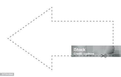 scissors on dashed line arrow shape dash line and scissors dash outline