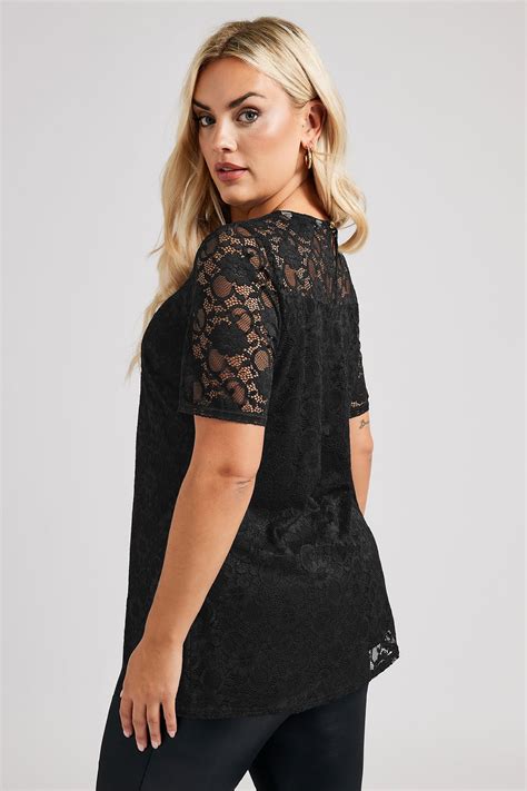 Yours London Plus Size Black Lace Sweetheart Top Yours Clothing