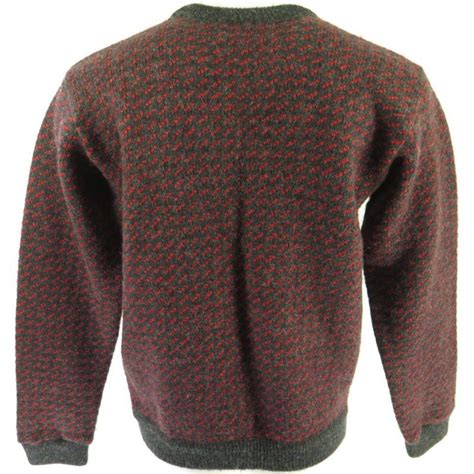 Vintage 80s Ll Bean Preppy Sweater Mens L Wool Rayon Norway Gray Red