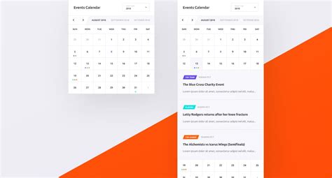 Events Calendar Ui Psd Widget Ux And Ui Kits Ft Clean And Event Envato