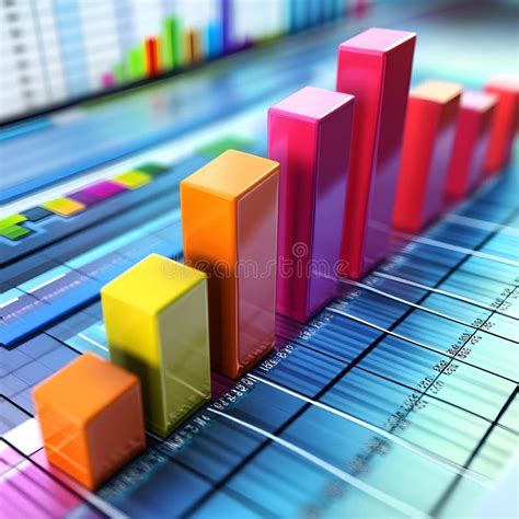 Colorful 3d Bar Chart Showing Growth On Data Sheet Background Stock