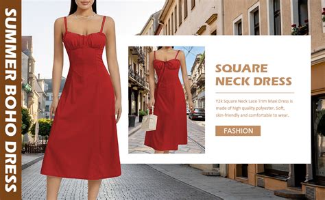 Qianderer Women Y2k Square Neck Bustier Long Dress Vintage Low Cut
