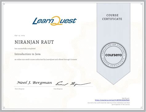 Niranjan Raut On Linkedin Coursera Certification Introduction To Java