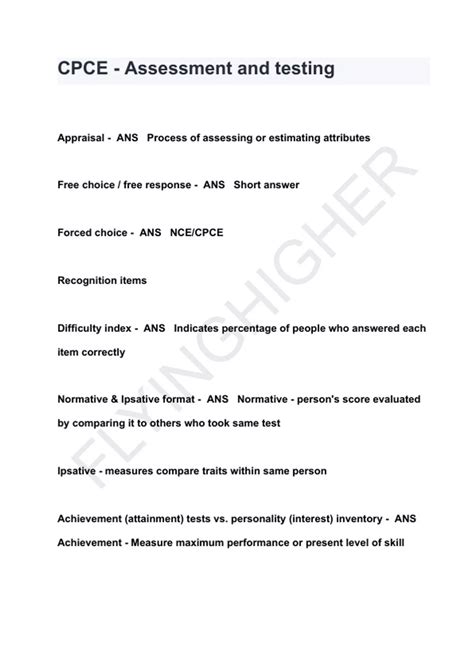 Cpce Assessment And Testing Questions And Answers 2024 A Graded 100 Verified Cpce Stuvia Us