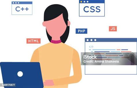 Girl Coding On Laptop Stock Illustration Download Image Now