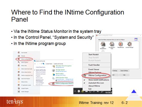 Where To Find The Intime Configuration Panel