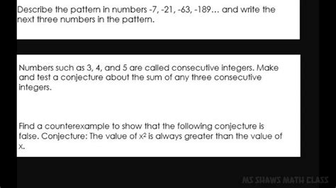 Conjectures Inductive Reasoning Counterexamples Examples YouTube