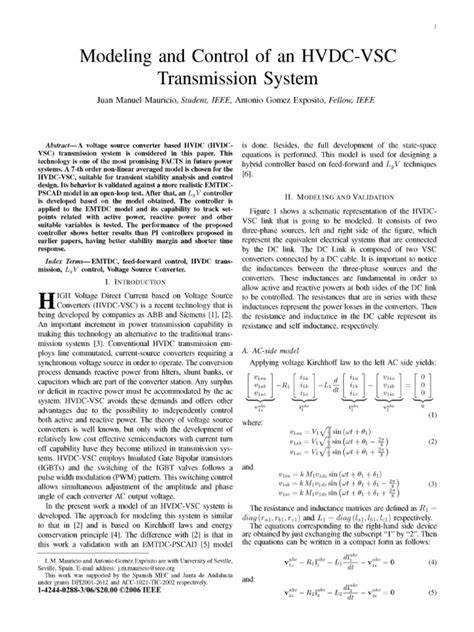 Modeling And Control Of An Hvdc Vsc Pdf